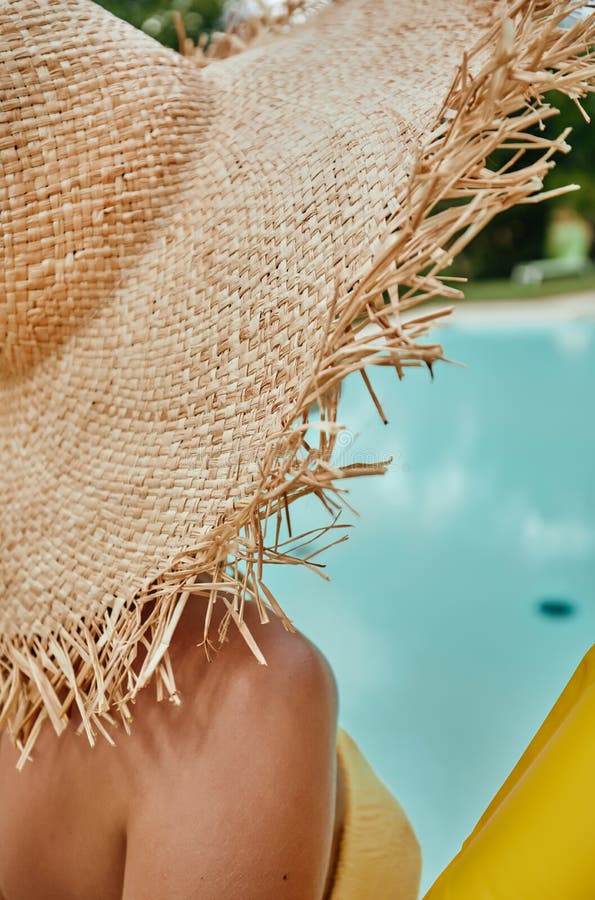 Girl in a Sun Hat Next the Pool Stock Image - Image of latin, pool ...