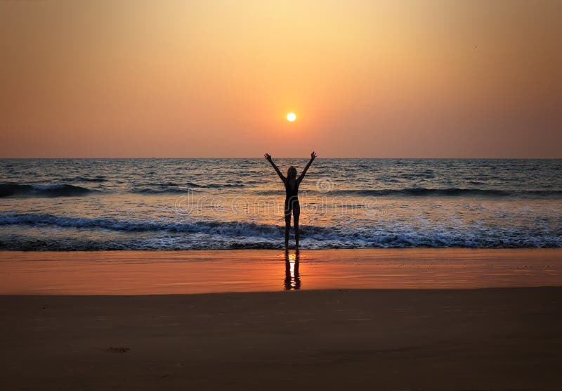 Girl at sunset stock photo. Image of horizontal, open - 38829720
