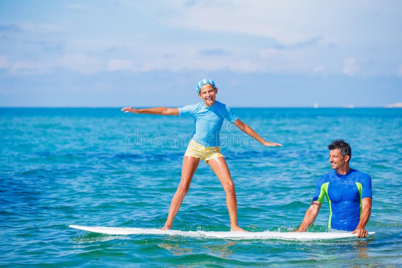 Girl with surf stock image. Image of boogie, ocean, father - 54226077