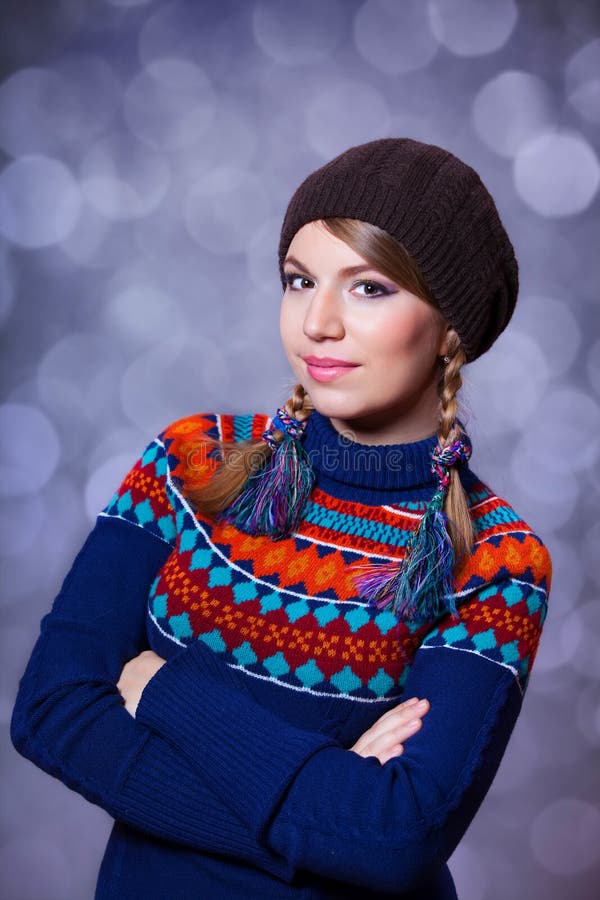 Girl in sweater stock photo. Image of event, face, indoor - 31875760