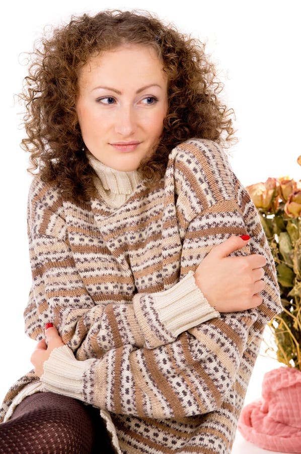 Girl in a sweater cold stock photo. Image of comfortable - 28660068