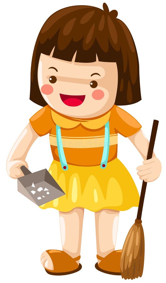 Girl sweeping stock vector. Illustration of cleaner, drawing - 20441486