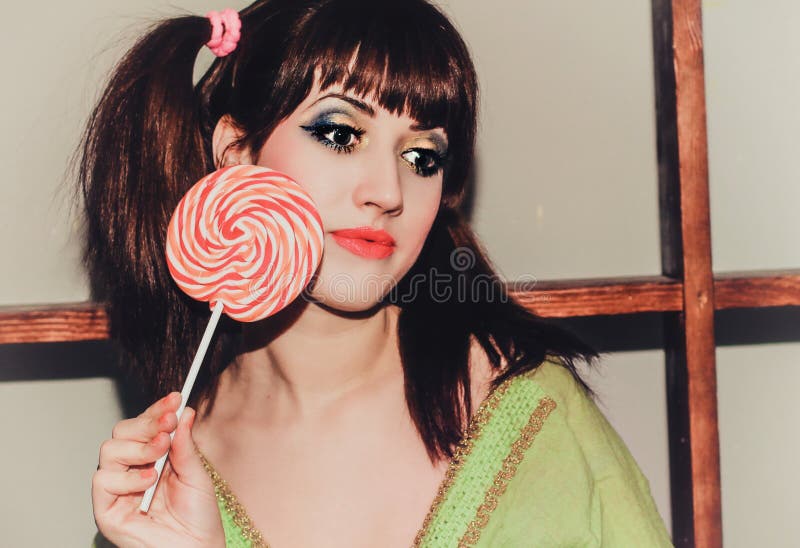 Girl with sweets stock image. Image of single, food, care - 53345565
