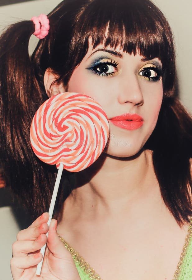 Girl with sweets stock image. Image of single, food, care - 53345565