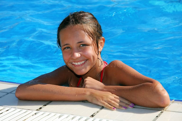 Girl in the swiming pool stock photo. Image of model - 13062206