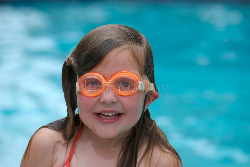 Girl swimming with goggles stock photo. Image of child - 2608240