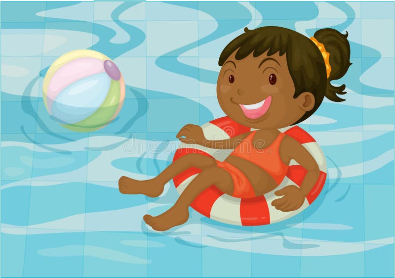Girl Swimming In Water On A Beach Stock Vector - Illustration of baby ...