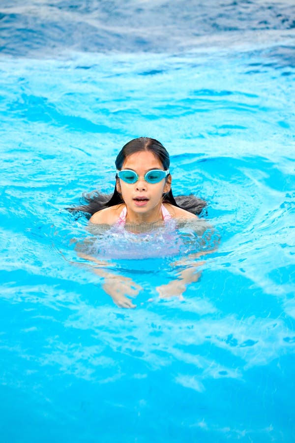 Girl swimming in the pool stock image. Image of concept - 7007683