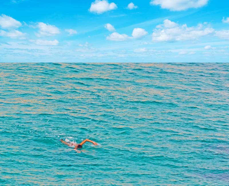 Girl swimming in the sea stock photo. Image of mediterranean - 34143748