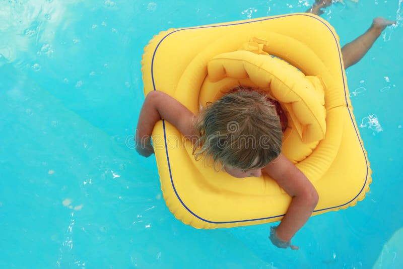 Girl Swims in a Pool with a Circle Stock Image - Image of people ...