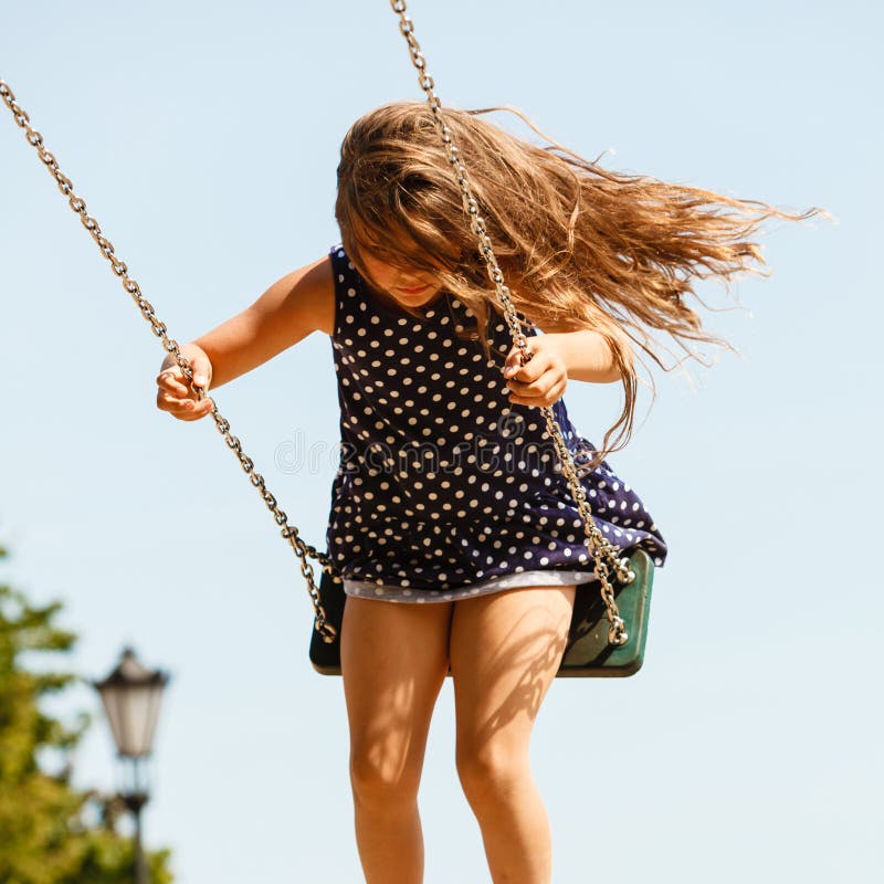 Girl Swinging On Swing Set Stock Image Image Of Hobby Lovely 79700835
