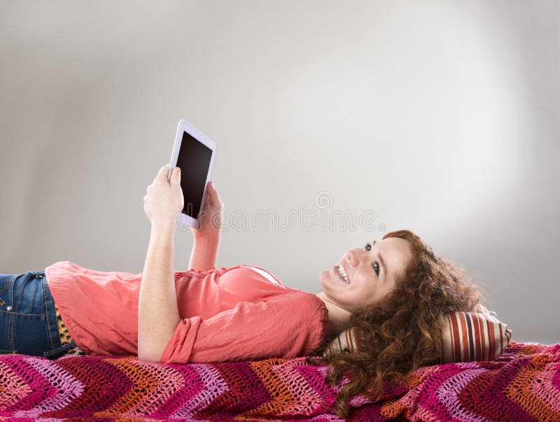 Girl with tablet stock image. Image of holding, digital - 29524807