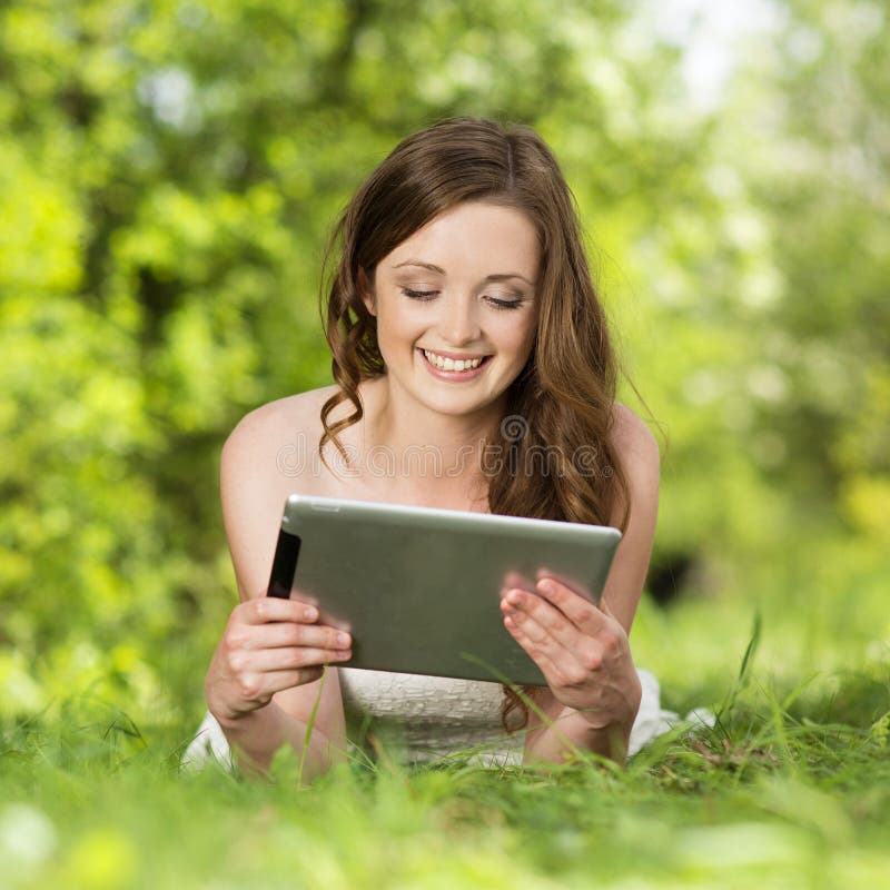 Girl with tablet stock photo. Image of happy, attractive - 31125960