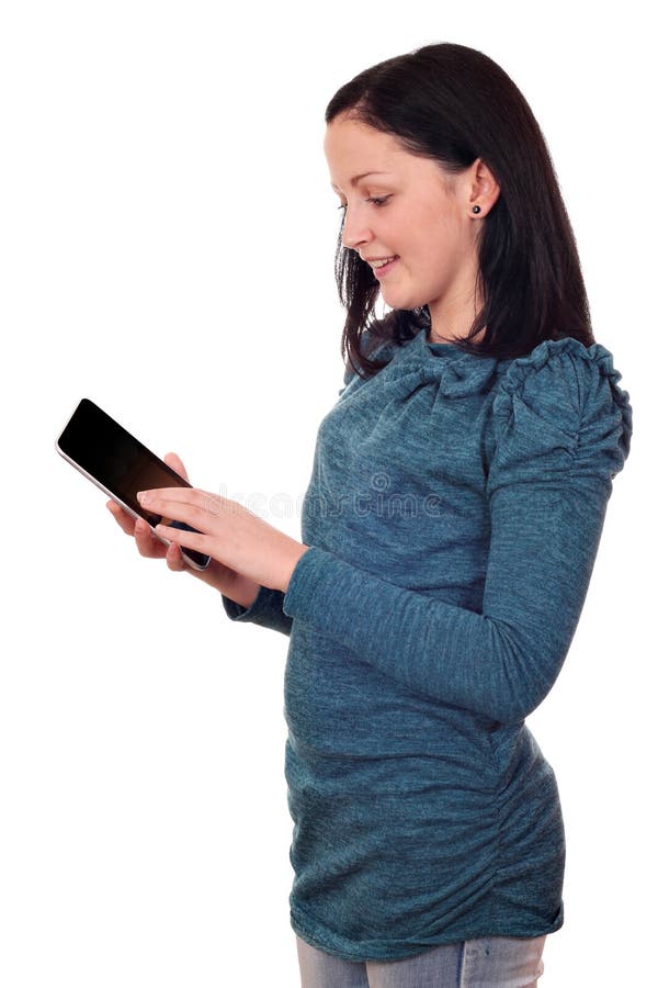 Girl with tablet pc stock image. Image of attractive - 30464137