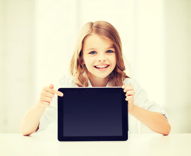 Girl with Tablet Pc at School Stock Photo - Image of home, cute: 43307810
