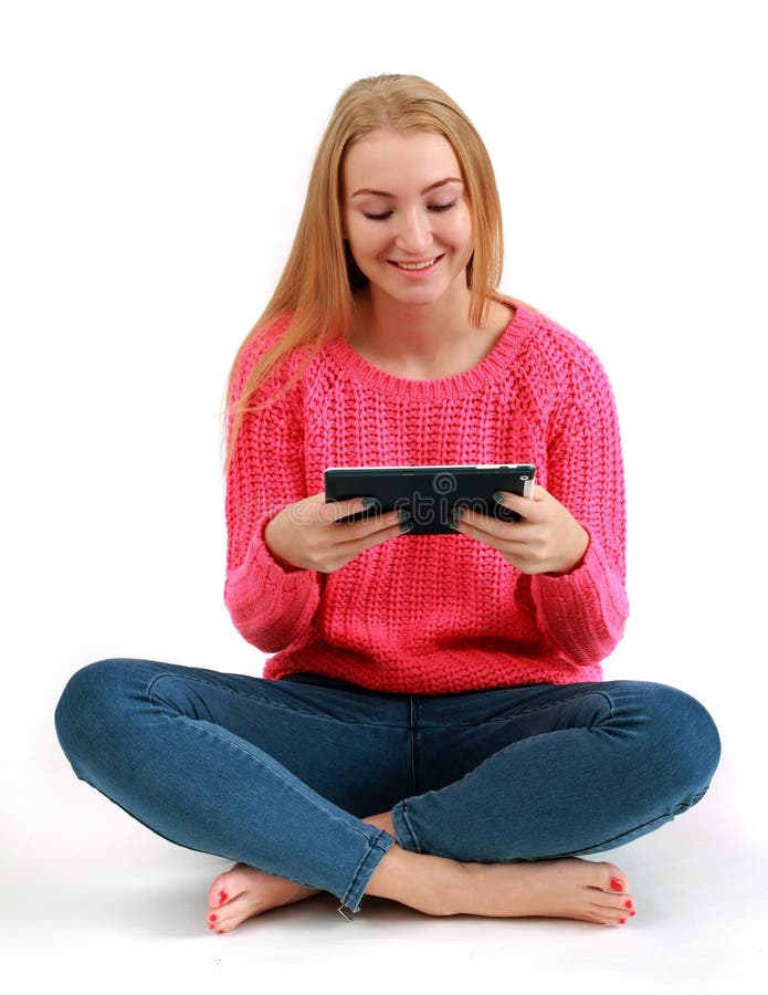 Girl with tablet stock photo. Image of communication - 62977212