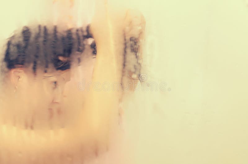 The Girl Takes A Shower In The Bathroom Stock Image Image Of Hair