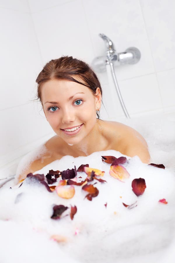 Girl taking a bath stock photo. Image of house, attractive - 17135362