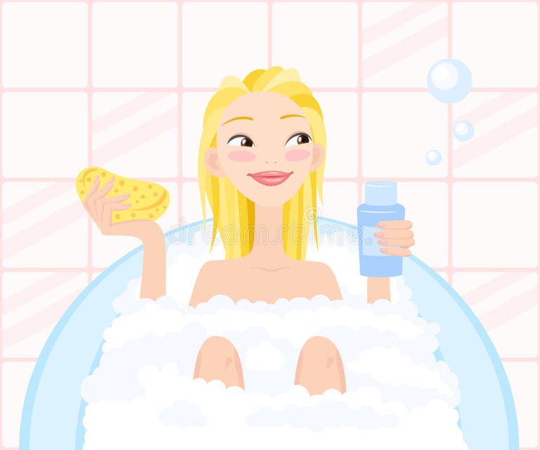 Girl Happy Taking Bubble Bath Stock Illustrations 311 Girl Happy