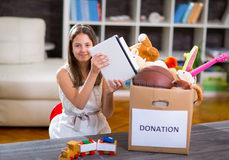 Donation box with stuff stock photo. Image of community - 80148270