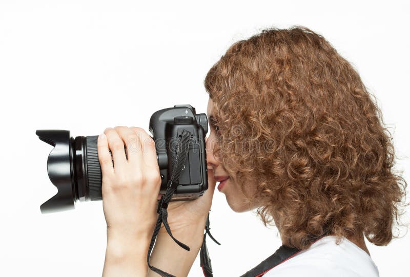 Girl Taking a Picture Using Digital Camera Stock Image - Image of ...