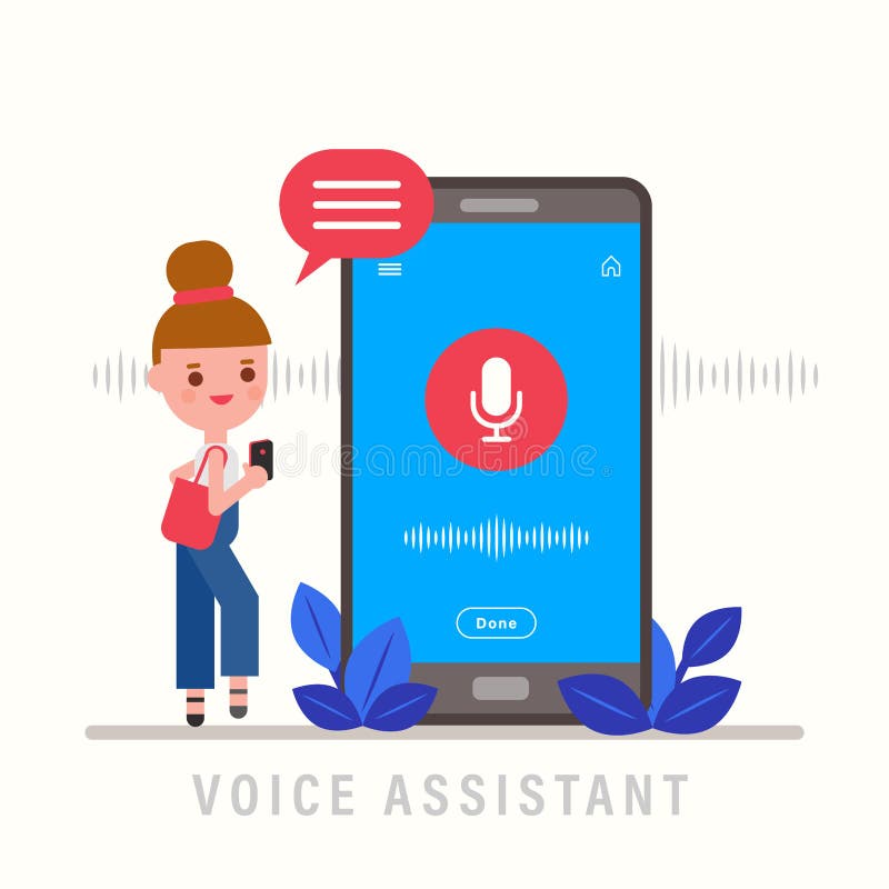 Girl Talking on the Phone. Personal Assistant and Voice Recognition ...