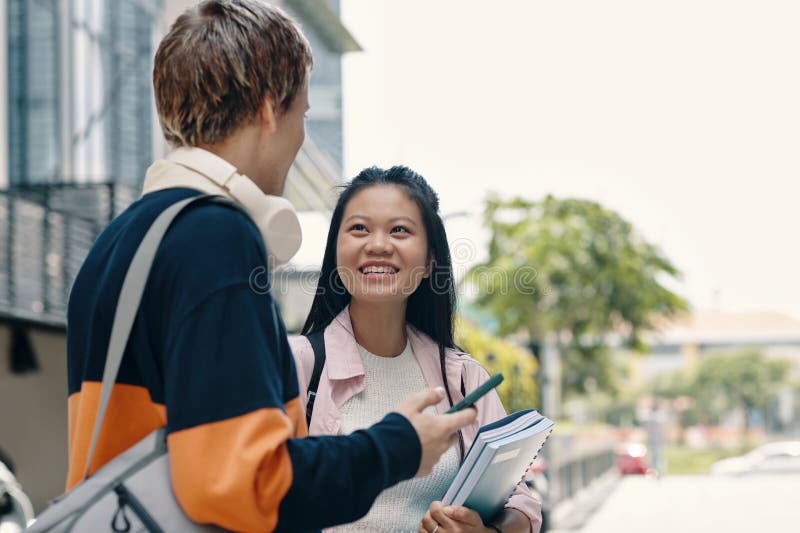 Boy Talking To His Classmate Stock Image - Image of girl, communication ...