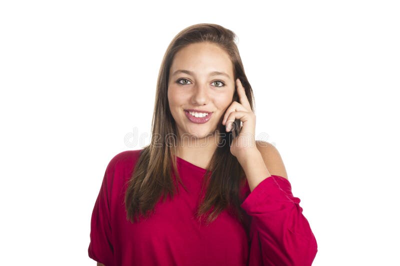 Girl talks by mobile phone stock image. Image of gladness - 46283345
