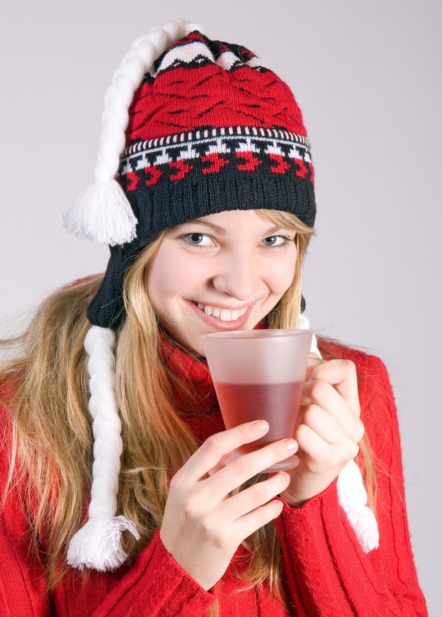 Girl with tea stock image. Image of sweater, beauty, relaxing - 20739497