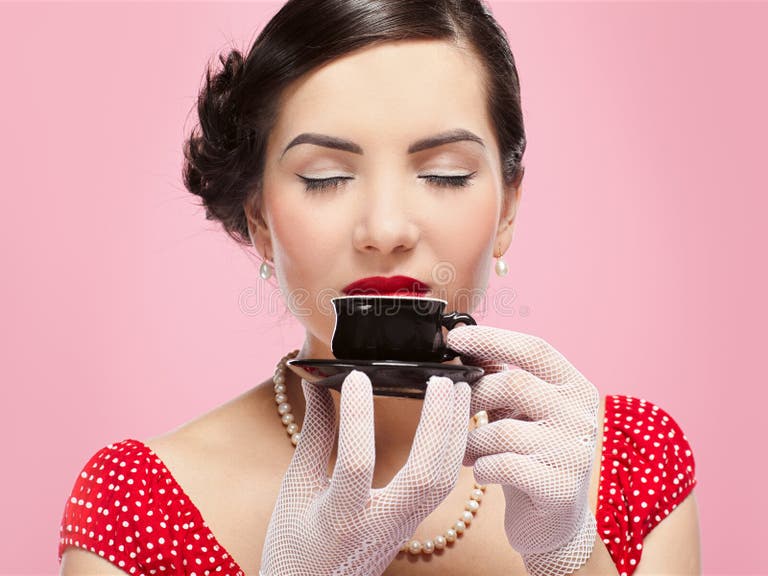 Girl with tea cup stock image. Image of people, portrait - 15064313