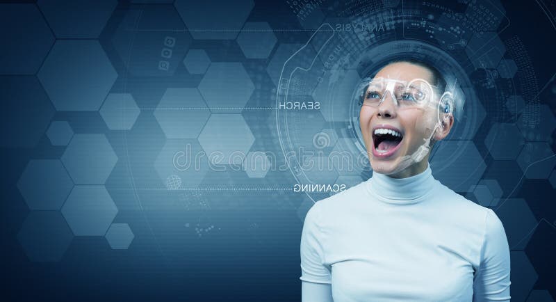 Girl and Technologies of the Future Stock Image - Image of tech, nice ...