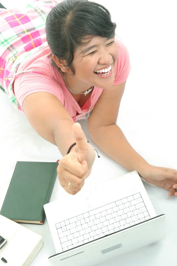 Girl and technology stock image. Image of female, floor - 8239489