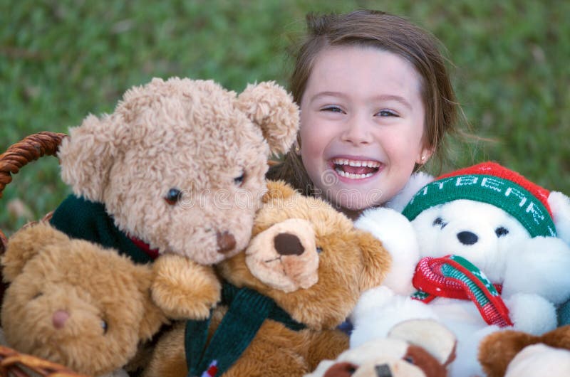 Girl with teddy bears stock photo. Image of cutie, childhood - 23771626