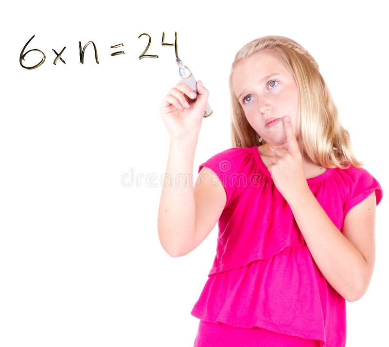 Girl or Teen Solving a Math Problem Stock Image - Image of room, erase ...
