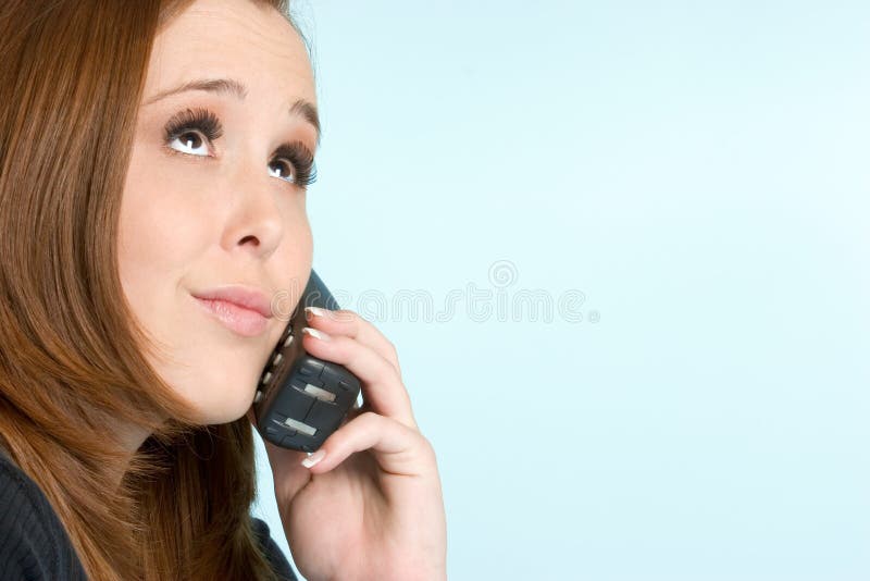Girl on Telephone stock image. Image of think, woman, people - 3939013