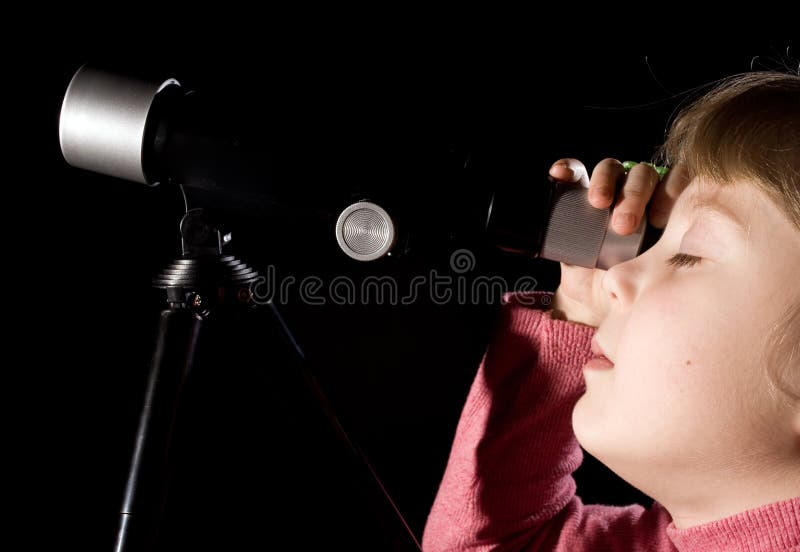 Girl with telescope stock photo. Image of astronomy, learn - 7477050