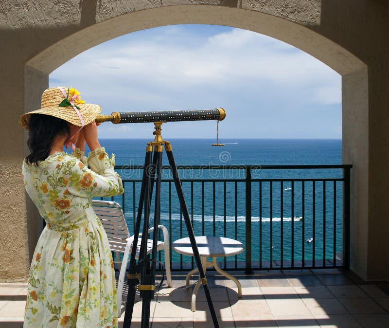 Girl with Telescope Under Arch Stock Photo - Image of freedom, florida ...