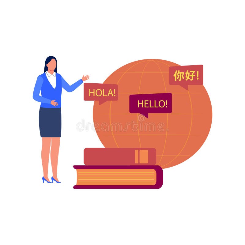 The Girl is Telling about the Global Language Stock Illustration ...