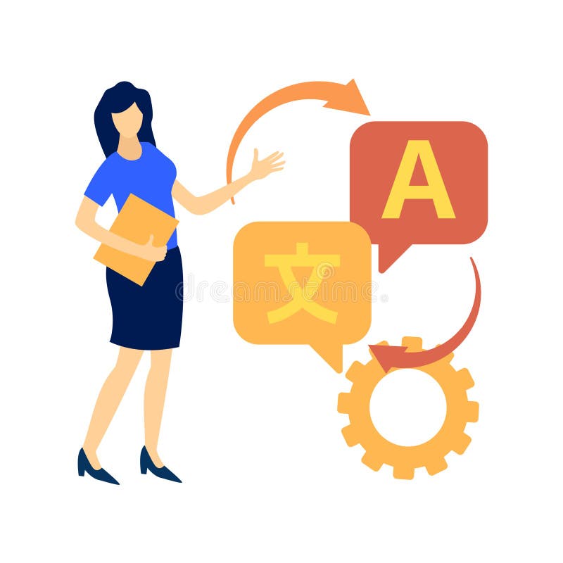 A Girl is Telling about the Language Translator Stock Illustration ...