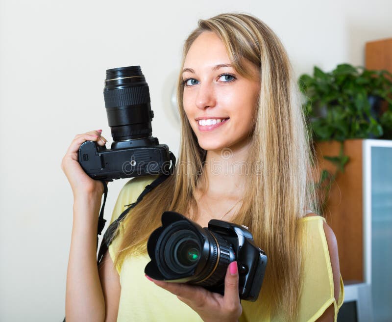 Girl Testing Professional Cameras Stock Photos - Free & Royalty-Free ...