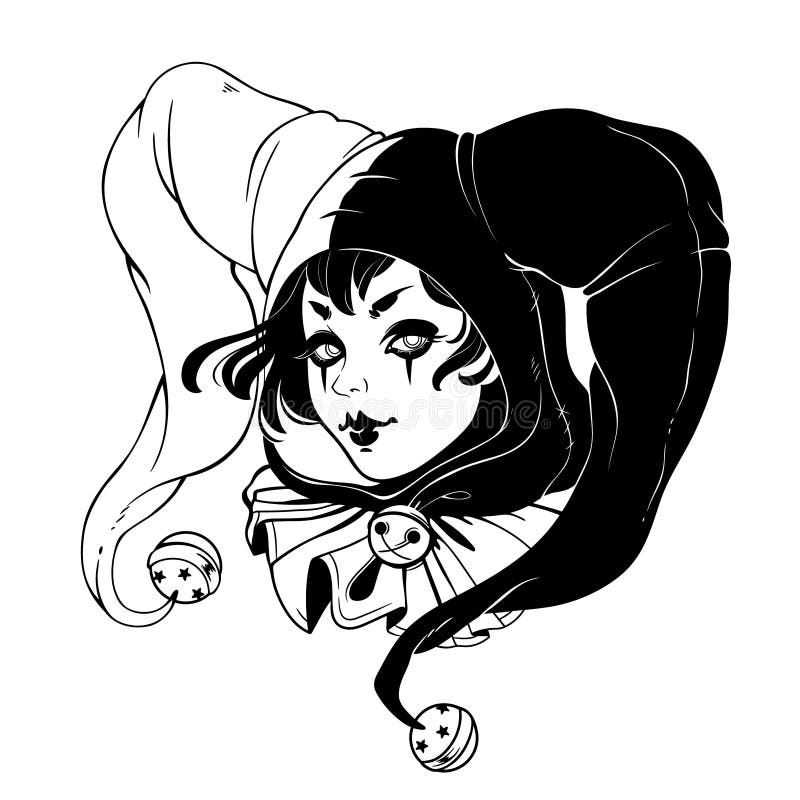 Girl in Theatrical Jester Costume Stock Vector - Illustration of doll ...