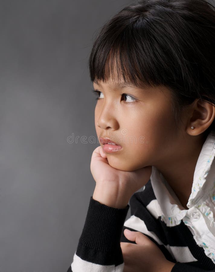 Girl thinking stock image. Image of female, copy, away - 13871597