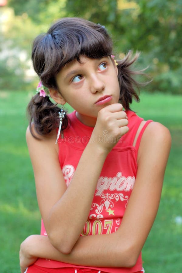 Girl thinking stock image. Image of emotional, hair, beautiful - 3065627
