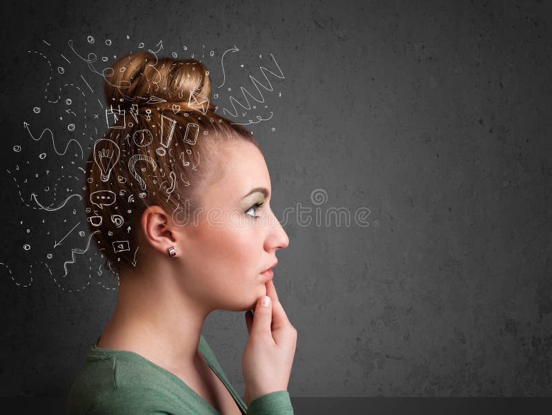 Young Woman Sitting on a Chair and Proping Her Head. Stock Image ...