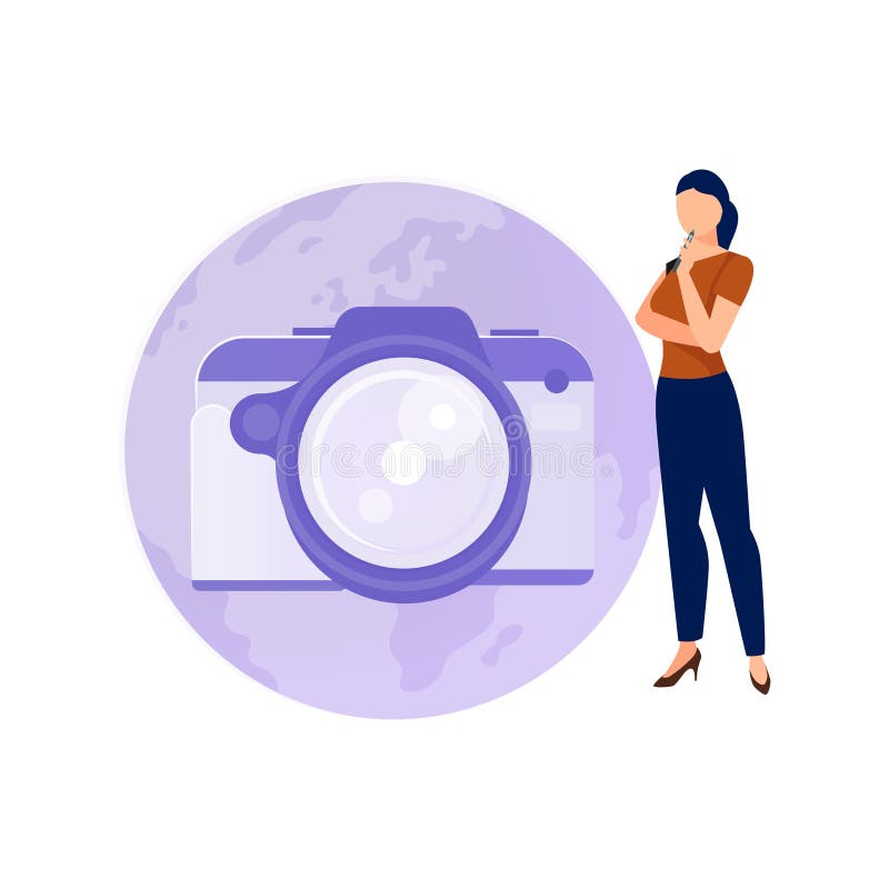 The Girl is Thinking about the Camera Stock Vector - Illustration of ...