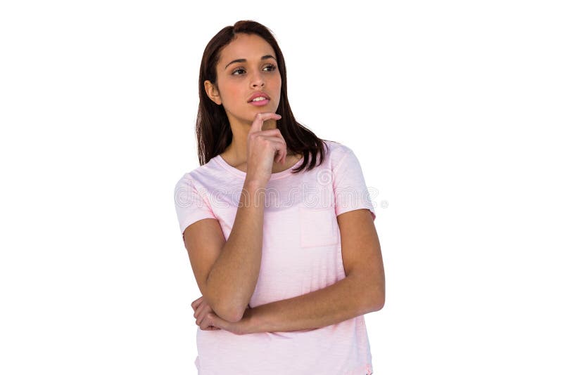 Girl thinking stock photo. Image of brown, mixedrace - 65395612