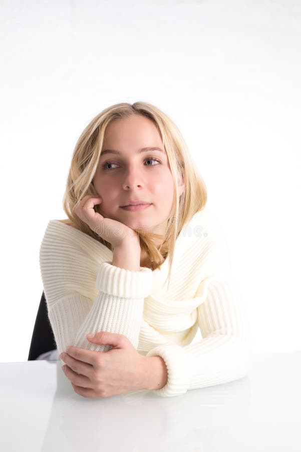 Girl thinking stock image. Image of beauty, light, idea - 50203107