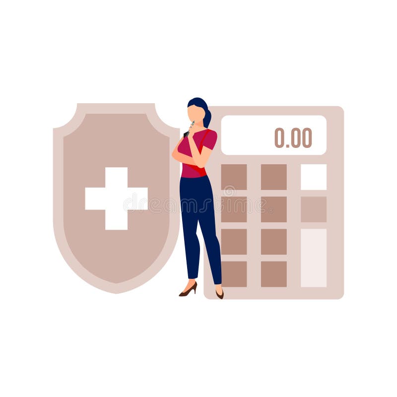 The Girl is Thinking about Medical Insurance Stock Illustration ...