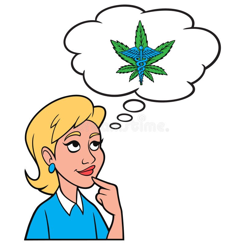 Girl Thinking about Medical Marijuana Stock Vector - Illustration of ...