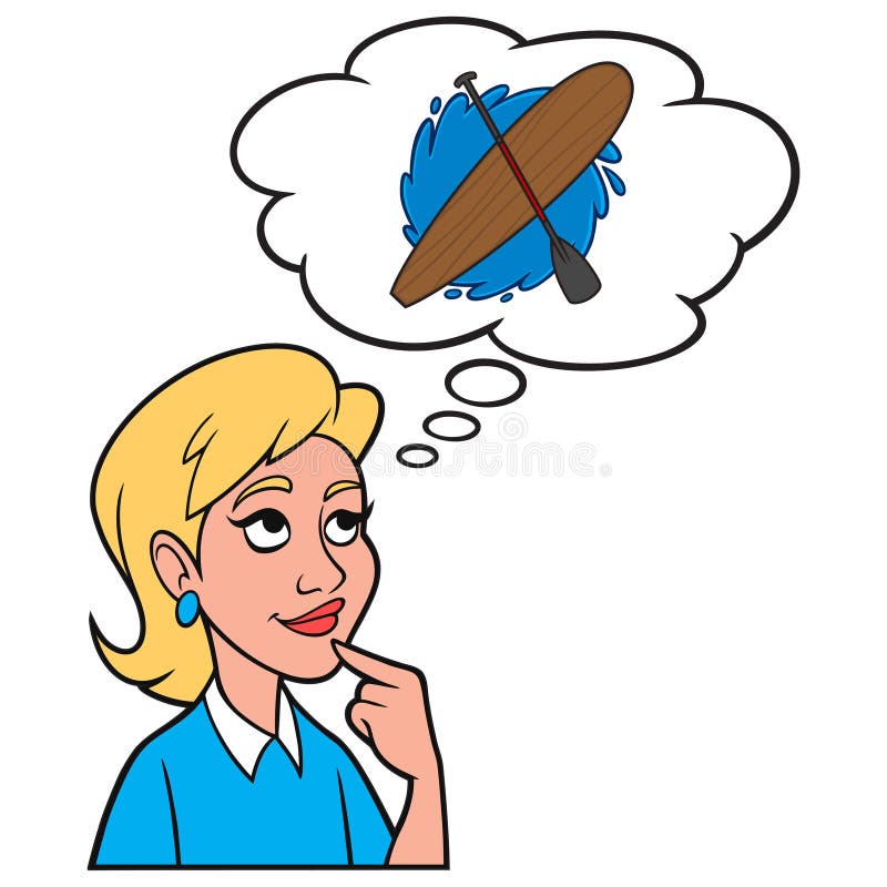 Girl Thinking about Paddleboarding Stock Vector - Illustration of ...